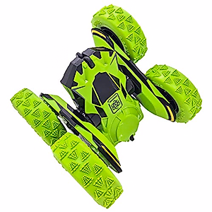 Threeking RC Stunt Cars Remote Control Car Double-Sided Driving 360-degree Flips Rotating Car Toy, Green
