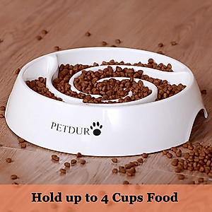 PETDURO Slow Feeder Dog Bowls for Large Dogs 4 Cups - Heavy Duty Dog Food Bowls for Medium Sized Dog - Maze Puzzle Slow Feeding Dog Bowl Accessories Stuff to Slow Down Eating for Fast Eaters