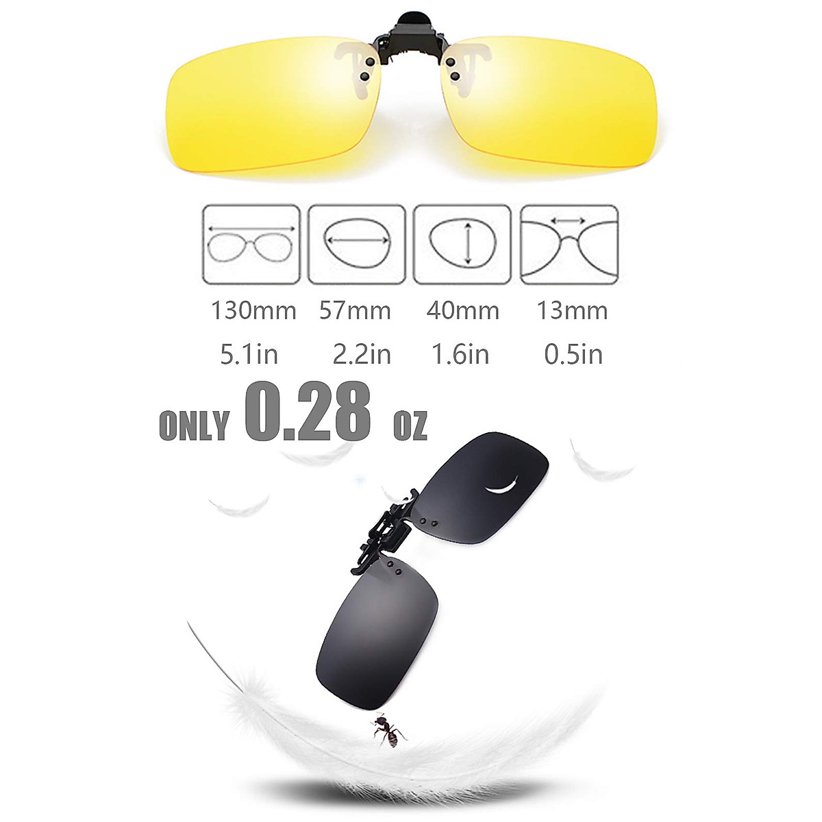 Simida Polarized Clip-on Sunglasses Anti-Glare Driving Glasses for Prescription Glasses