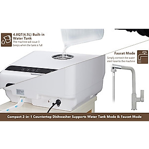 Agrestem Portable Dishwasher,Countertop Dishwasher with Water Tank,5 Programs, Dual Sprays,149℉ High Temp & Air Dry, Mini Dishwasher for RVs & Apartments