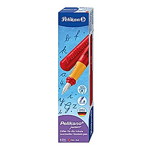 Pelikan Pelikano Jr. Fountain Pen, Right-Handed, Medium Nib, Red, 1 Pen, 940882
