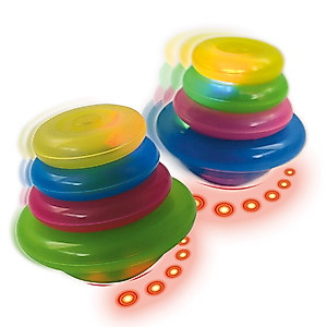 Geospace Super Sonic Wind-Up Spinning Tops with Light and Sound (2-Pack)