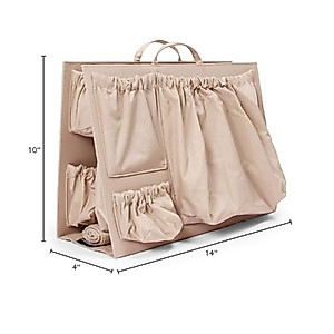 ToteSavvy Original Bag Organizer (14" L x 10" H) - 11 Pocket Tote Insert - For Travel, Work, Baby and More (Original Almond)