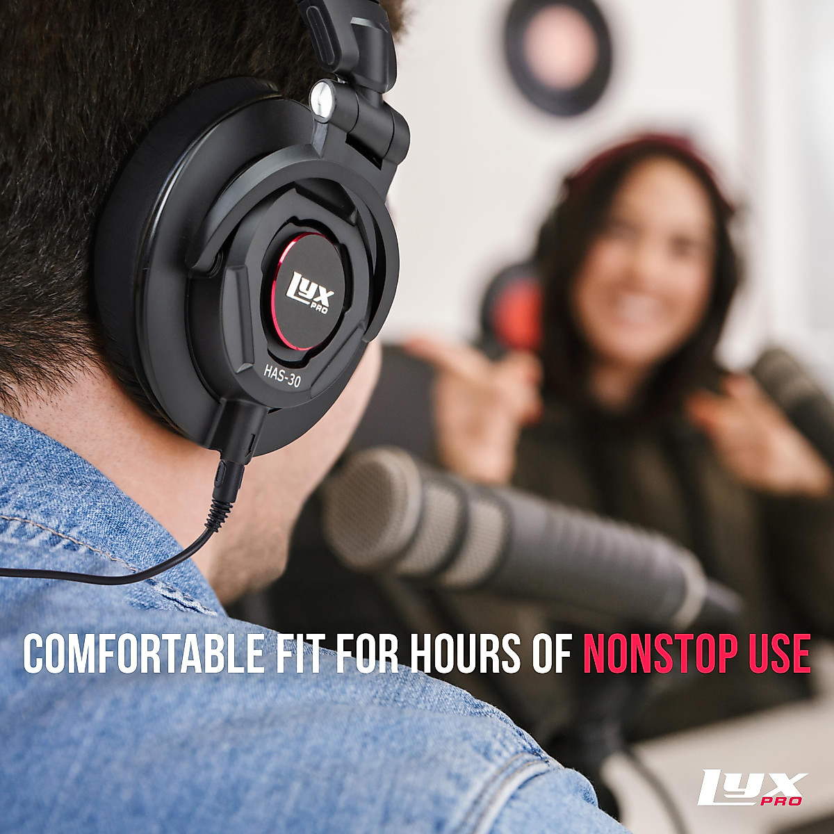 LyxPro HAS-30 Closed Back Over-Ear Professional Recording Headphones for Studio Monitoring, DJ and Home Entertainment,Black