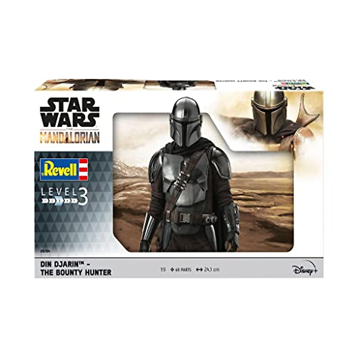 Revell 06784 Star Wars: The Mandalorian Din Djarin™ - The Bounty Hunter 1:9 Scale Unbuilt/Unpainted Plastic Model Kit with Diorama Base
