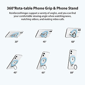 Nillkin Phone Grip (SnapGrip), Metal Phone Ring Holder Stand, Adjustable Kickstand, phone gripper for back of phone S22 Ultra, S22, S21, For iPhone 13, 13 Pro, 13 Mini, XS,12, 11,Pixel 6/6A (Sky Blue)