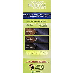 Garnier Hair Color Nutrisse Ultra Color Nourishing Creme, IN1 Dark Intense Indigo (Midnight Iris) Blue Permanent Hair Dye, 1 Count (Packaging May Vary)