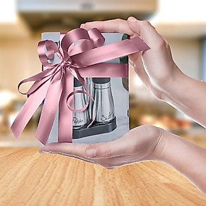 Salt and Pepper Shakers Set, Stainless Steel with Glass Bottle for Table, RV, Camp, BBQ, Set of 2, Pink