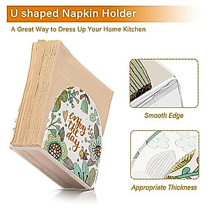Napkin Holder, Clear Acrylic Paper Napkin Holders Flowers and Bees Enjoying The Day Tissue Box Dispenser Stand Tabletop Space Saver Upright Napkin Towel Holders for Kitchen Restaurant Home Decor