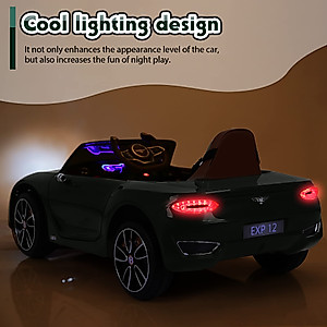 Tobbi 12V Licensed Bentley Electric Kids Ride On Racer Cars Toy Battery Powered Vehicle with Remote Control 3 Speeds MP3 USB in Blackish Green