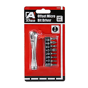 ARES 70040-1/4-Inch Drive Close Quarter Micro Bit Ratchet | Mini Screwdriver with High Torque 72-Tooth Gearhead - 5 Degree Sweep - Spring Loaded Detent Ball Bit Holder