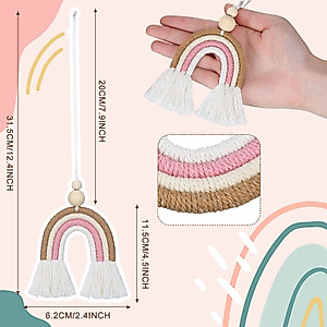 Frienda 3 Pieces Boho Rainbow Car Charm Essential Oil Diffusers for Car Cute Air Fresheners Handmade Hanging Accessories Decor(Beautiful Style)