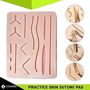 Dr.Stitch Suture Practice Kit for Medical Students - Suture Kit Includes Tool Kit, Large Silicone Suture Pad with Pre-Cut Wounds, and Mixed Suture Threads with Needles (43PC Practice Kit)