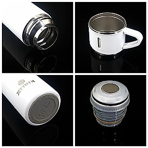 XTYHTX Thermos Bottle Coffee Cup,Vacuum-Insulated Beverage Bottle with Handle,Stainless Steel Thermo Leak-Proof for Coffee, Tea, Water, Hot or Cold, 17oz (White)