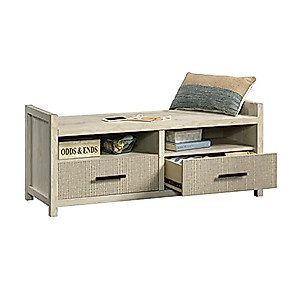 Sauder Pacific View Entryway Bench, L: 48.47" x W: 17.48" x H: 20.16", Chalked Chestnut Finish