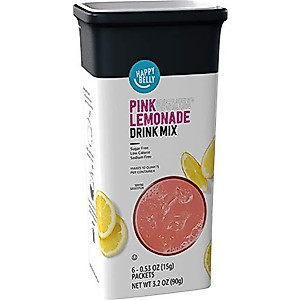 Amazon Brand - Happy Belly Drink Mix Singles, Pink Lemonade, 6- 0.53 oz, net wt 3.2 ounce (Pack of 1)