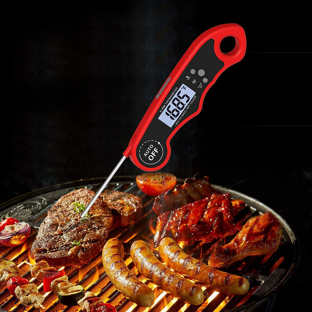 Food Thermometer, Digital Food Thermometer Instant Read, Meat Thermometer for Cooking, Grilling, Smoking, Baking, Turkey, Milk, Dual Probe Thermometer 2 in 1 Function