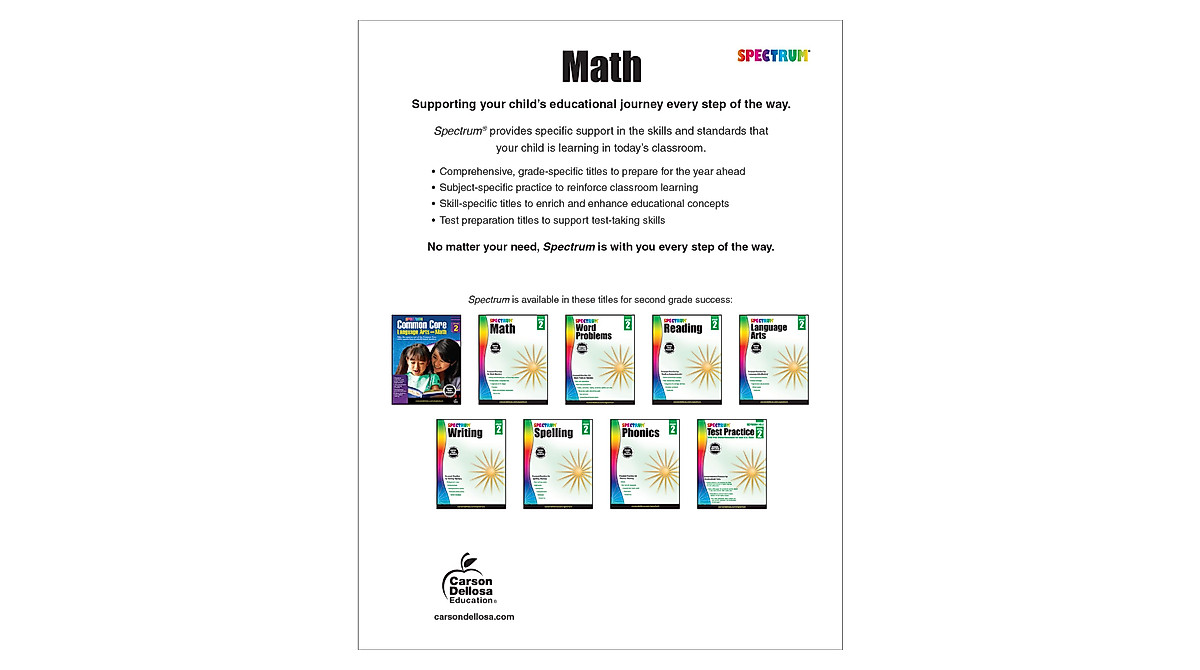 Spectrum 2nd Grade Math Workbook for Ages 7-8