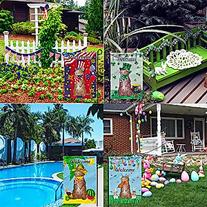 Seasonal Garden Flag Set of 12 for All Season Burlap Verticle Cat Flag 12x18 Inch Hanging Decoration Outside Yard for Holidays ThanksGiving/Christmas/New Year
