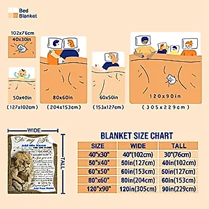 Personalized to My Son Blanket from Mom Dad 60x80 Inches Lightweight Flannel Throws Custom Name Gift for Boy Men Super Soft Comfy Lion Blankets Birthday Christmas Decor Couch Sofa