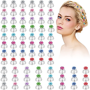72 Pieces Rhinestone Spiral Hair Pins Crystal Spiral Twist Hair Pins Twisters Colorful Shiny Metal Swirl Hair Clips Hair Accessories for Women Bridal Wedding Bridesmaids Prom Party