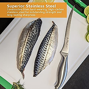 Jean-Patrique Fillet Knife - 8" Thin and Flexible Filet Knife for Fish. Filleting Knife, Meat Knife made of Stainless Steel Constructed