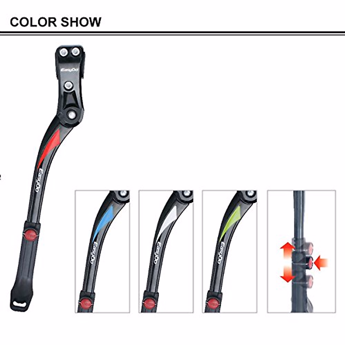 EasyDo 24"-29" MTB Bicycle Kick Stand Parking Racks Mountain Bike Kickstand Road Cycling Side Stand Support Adjustable 34-41cm (Blue)