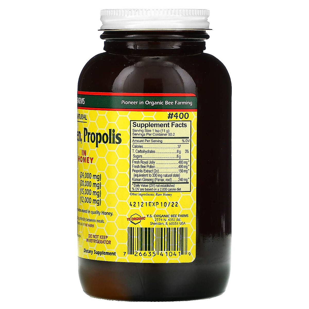 YS Royal Jelly, Pollen, Propolis & Ginseng in Honey (19.5 Fl. Oz Liquid)