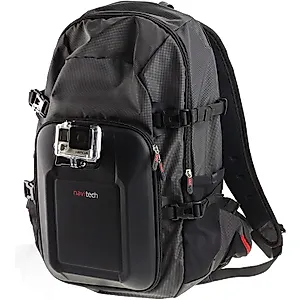 Navitech Action Camera Backpack & Red Storage Case with Integrated Chest Strap - Compatible with AKASO V50 Pro SE Action Camera
