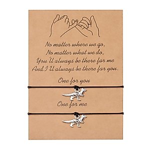 GBTBYS 2 Pcs Dinosaur Lovely Charm Pinky Promise Distance Matching Bracelets for Women Mother Father Son Daughter Best Friend BFF Friendship Girlfriend Boyfriend Christmas Birthday Gift