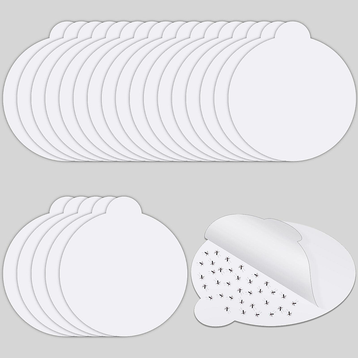 Kittmip 48 Pack Insect Trap Refillable Glue Boards Sticky Fruit Fly Trap Mosquito Fly Killer for Mosquitoes Fruit Flies Gnats Moths Fits Most Models Indoor Outdoor Lamp(Round)