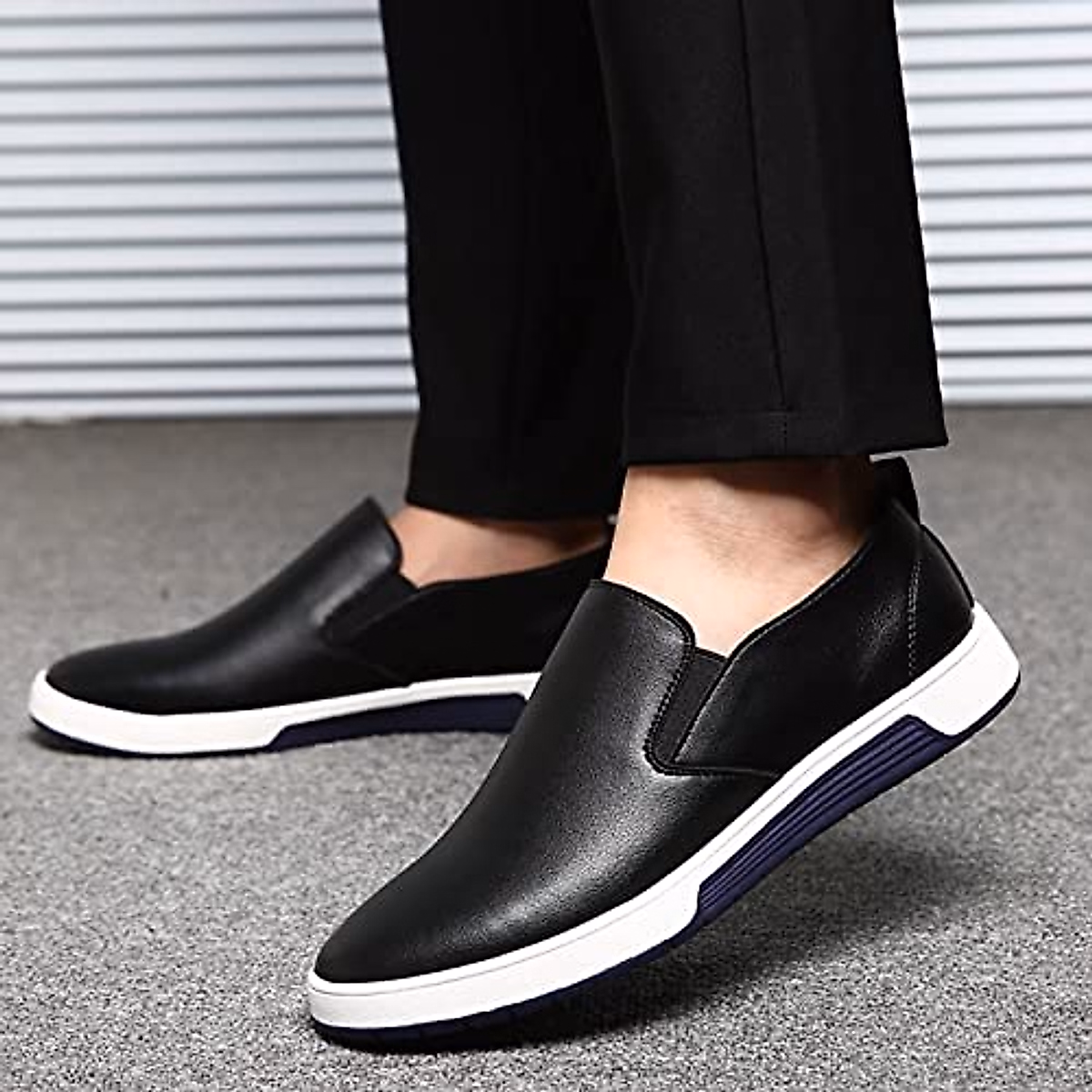 BSROT Men's Casual Oxford Shoes Slip-on Dress Shoes Comfortable Fashion Sneakers Black 8US