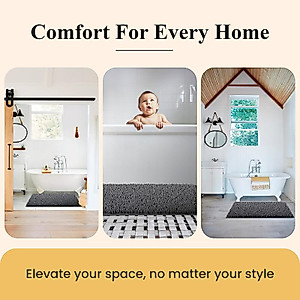 MAYSHINE Plush Shaggy Chenille Bath Mat | Extra Soft, Super Absorbent, Non-Slip Bathroom Rug | Fluffy Microfiber, Area Rug Sets for Bathroom Floor, Kitchen, Living Room | 32"x20" | Red