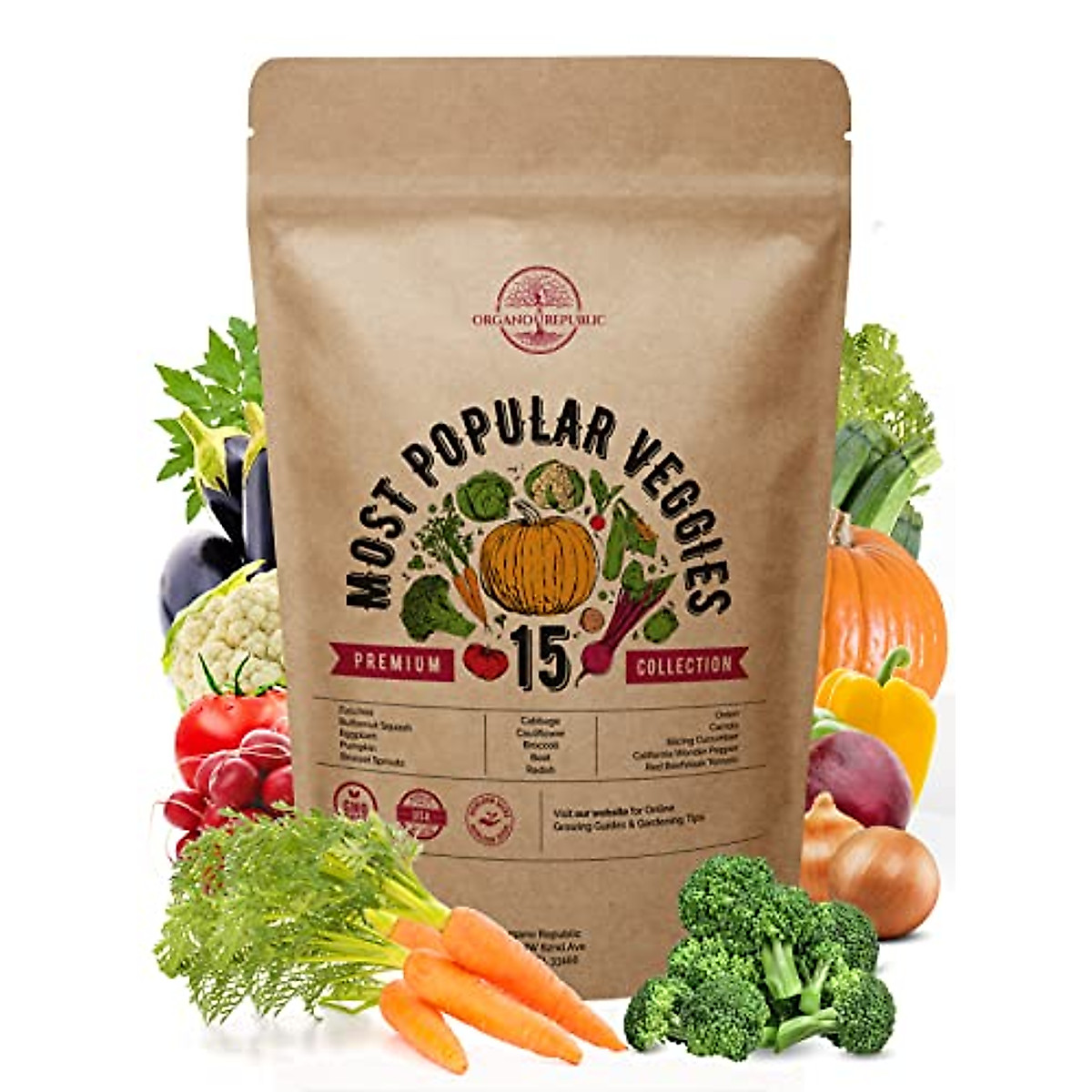 15 Heirloom Vegetable Seeds for Planting Home Garden | 1600+ Non GMO Seeds for Planting Vegetables and Fruits Outdoors & Indoors in Bulk Variety Pack | Gardening Veggie Seeds: Onion, Tomato, Pepper