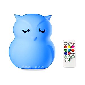 Owl Night Light for Kids Rechargeable Baby Silicone Nightlight Remote Control for Bedroom Nursery Night Lamp with Auto-off Timer Animal Touch Sensor Night Lights 9 Colors Change for Teen Girls Toddler