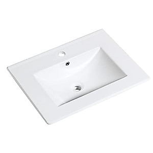 Saint Birch 24" Modern White Ceramic Bathroom Vanity Top Sink, with Single Faucet Hole