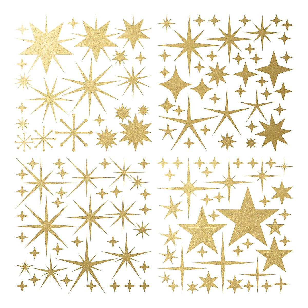 Mozamy Creative Sparkle Star Decals (147 Count) - Gold Star Decals for Bedroom, Removable Peel and Stick, Vintage Gold