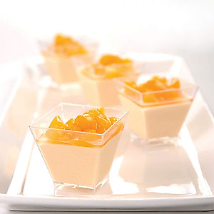 Tosnail 100 Pack 2 Oz Mini Clear Plastic Dessert Tumbler Cups with 100 Dessert Spoons, Square Parfait Appetizer Cups for Event and Party Serving