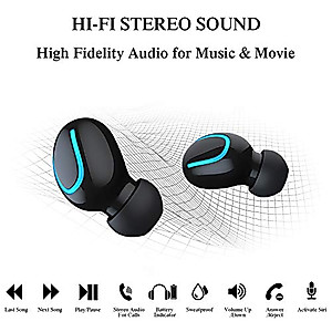Wireless Earbuds, Touch Control Bluetooth 5.1 Headphones Built-in Microphone Noise Cancelling, IPX7 Waterproof Sport Earbuds, for iPhone Samsung Galaxy Fitness Earphone 48h Playtime(Upgraded Version)