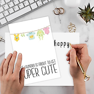mmuue Funny Baby Shower Card for New Mom Dad Parents, Adorable Baby Shower Card for Girl Boy, New Baby Arrival Card, Congrats Pregnancy Card, Super Cute Laundry