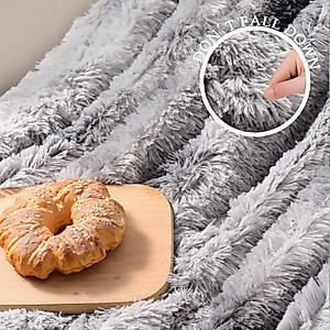 Exclusivo Mezcla Fuzzy Faux Fur Throw Blanket, Reversible Shaggy Sherpa Fleece Blankets,Fluffy Plush Warm Throws for Couch, Bed, 50x60 inches, Dark Grey