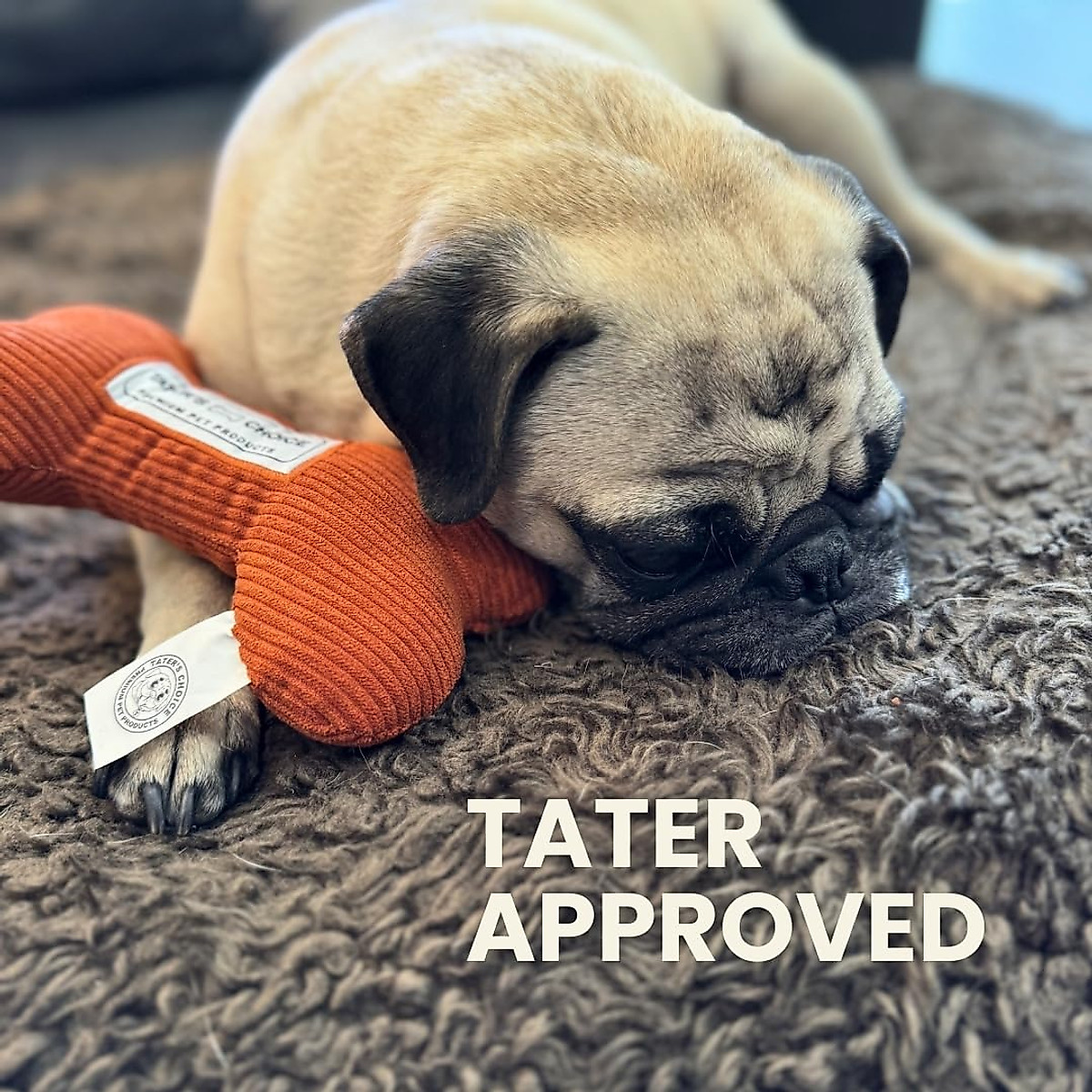 Plush Squeaky Dog Bone Toy for Anxiety Relief and Healthy Teeth - Durable Corduroy Dog Toy with Built-In Squeakers, 4.5x7.5 Inches - Perfect for Small to Medium Dogs, Great Pet Gift, 2 Pack, (Orange)