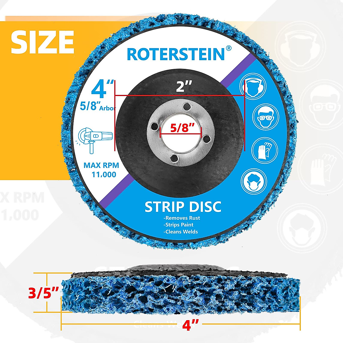 10 Pack Strip Discs Stripping Wheel 4 inch for Angle Grinder Clean and Remove Paint Coating Rust Welds Oxidation (4" x 5/8")