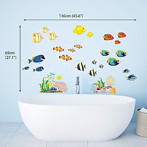 DECOWALL DWL-1811N Coral Reef Fish Kids Wall Stickers Wall Decals Peel and Stick Removable Wall Stickers for Kids Nursery Bedroom Living Room décor