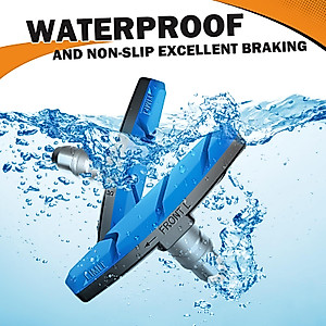 Alritz Bike Brake Pads Set, 6 PCS Road Mountain Bicycle V-Brake Blocks Shoes with Hex Nut and Shims, No Noise No Skid, 70mm, for Front and Back Wheel (Blue)