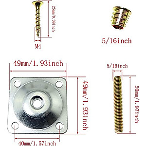 TAODAN 4 Set Furniture Leg Mounting Plates Leg Attachment Plates with Hanger Bolts Screws for Furniture Repair Sofa Table Chair Couch