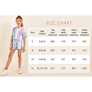 Girls Tie Dye Clothes Outfits Two Piece Set Jogger Suits Sweatsuits Tracksuits Sweatshirts Tops Hoodies Shorts Sets Size 8
