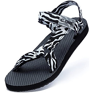 CHOOSEONE Women's Sport Sandals Hiking Sandals Athletic Sandal with Arch Support Yoga Mat Insole Outdoor Light Weight Water Shoes zebra 39