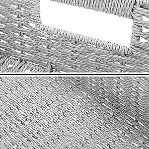 MyGift Rustic Gray Woven Storage Baskets for Bathroom Bedroom, Decorative Small Nesting Basket for Organizing Shelf Container Bins, 3 Pack