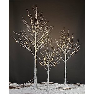 LIGHTSHARE 4 feet 6 feet and 8 Feet Birch Tree,Warm White, for Home,Pack of 3, Festival, Party, and Christmas Decoration, Indoor and Outdoor Use